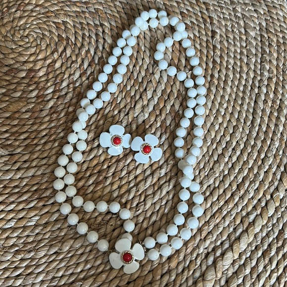 Hobe | Jewelry | Vintage Hobe Red Enamelwhite Lucite Gold Tone Accents ...